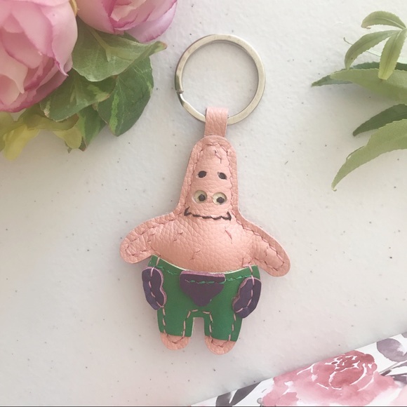 Accessories | Handmade Patrick Star Leather Keychain Bag Charm | Poshmark